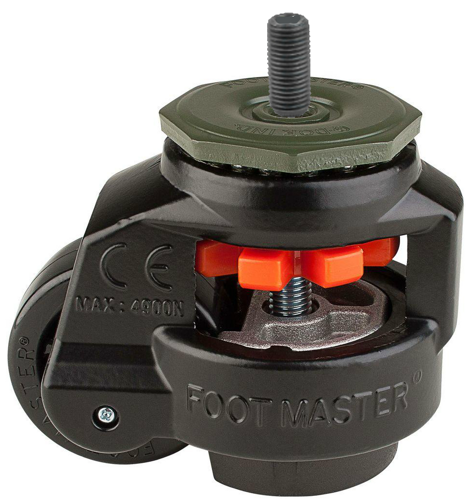 Leveling Casters | Black Low Profile Caster with Stem & Urethane Pad ...