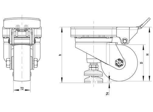 Leveling Casters | 3" Nylon Wheel Pedal Style Leveling Caster ...